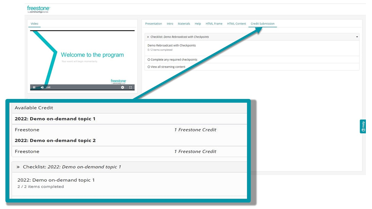 Submitting Credit for a Live Course – Freestone Learner Support
